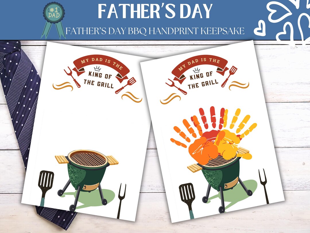 BBQ Handprint Father's Day Craft, Printable Grill Keepsake for Toddlers ...