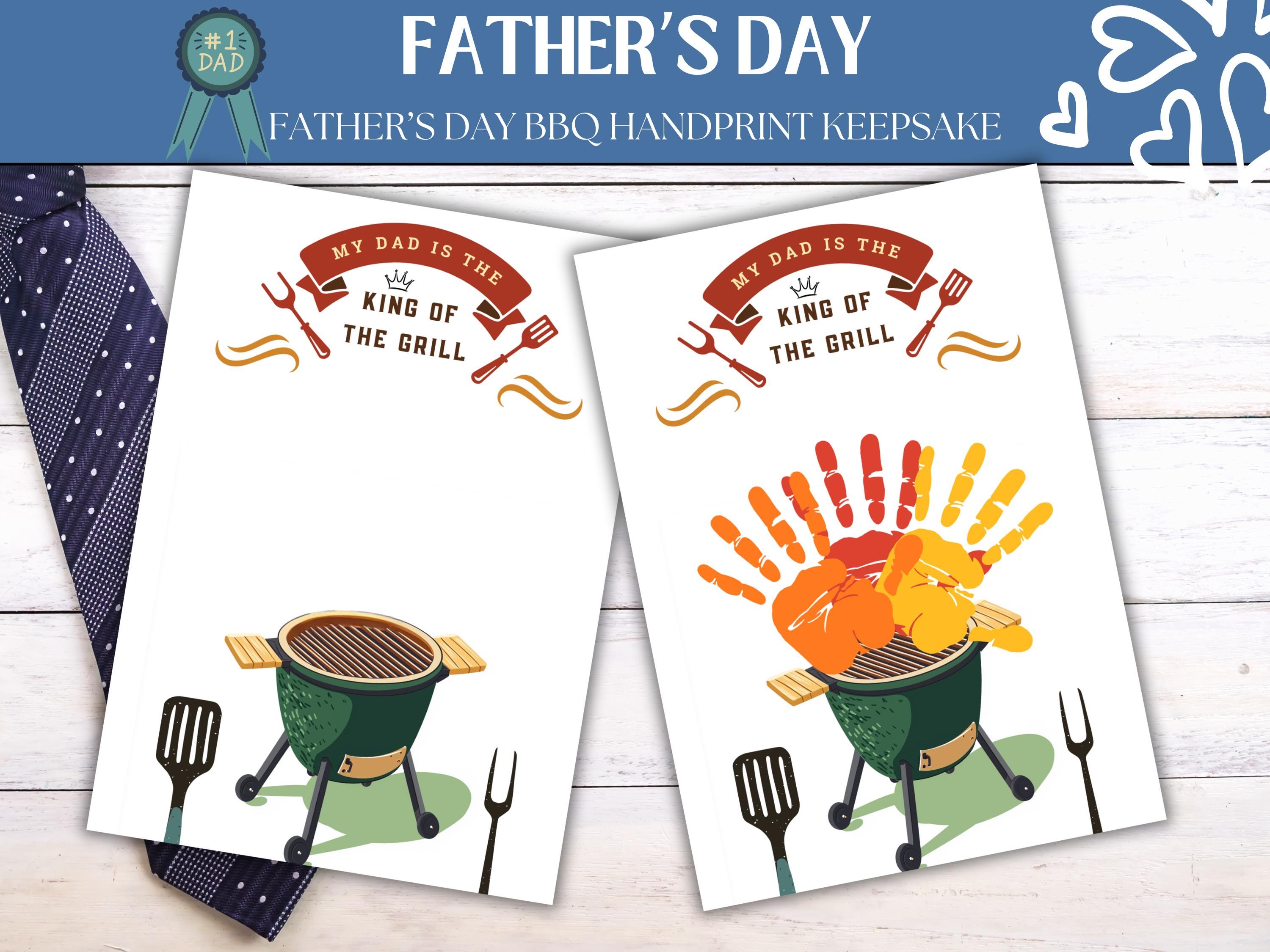 BBQ Handprint Father's Day Craft, Printable Grill Keepsake for Toddlers ...