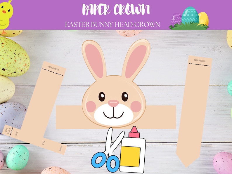 Printable Easter Bunny Paper Crown for Kids – Full-color Paper Hat for ...