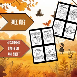 Thanksgiving Coloring Pages: Kids Autumn Activity (digital Download) - Etsy