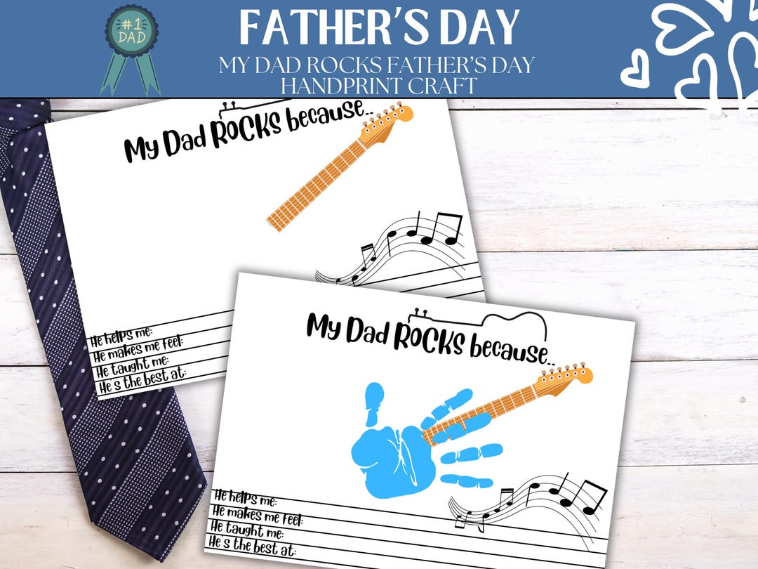 My Dad Rocks Handprint Art, Musical Father's Day Gift (digital Download ...