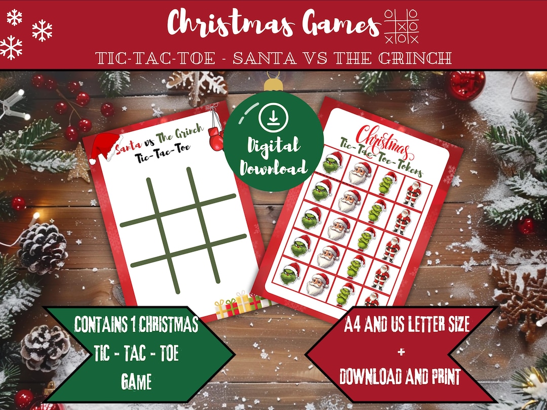 Tic-tac-toe Christmas Game | Digital Download | Christmas Tic-tac-toe ...