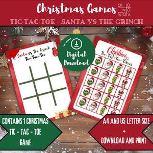 Tic-tac-toe Christmas Game | Digital Download | Christmas Tic-tac-toe ...