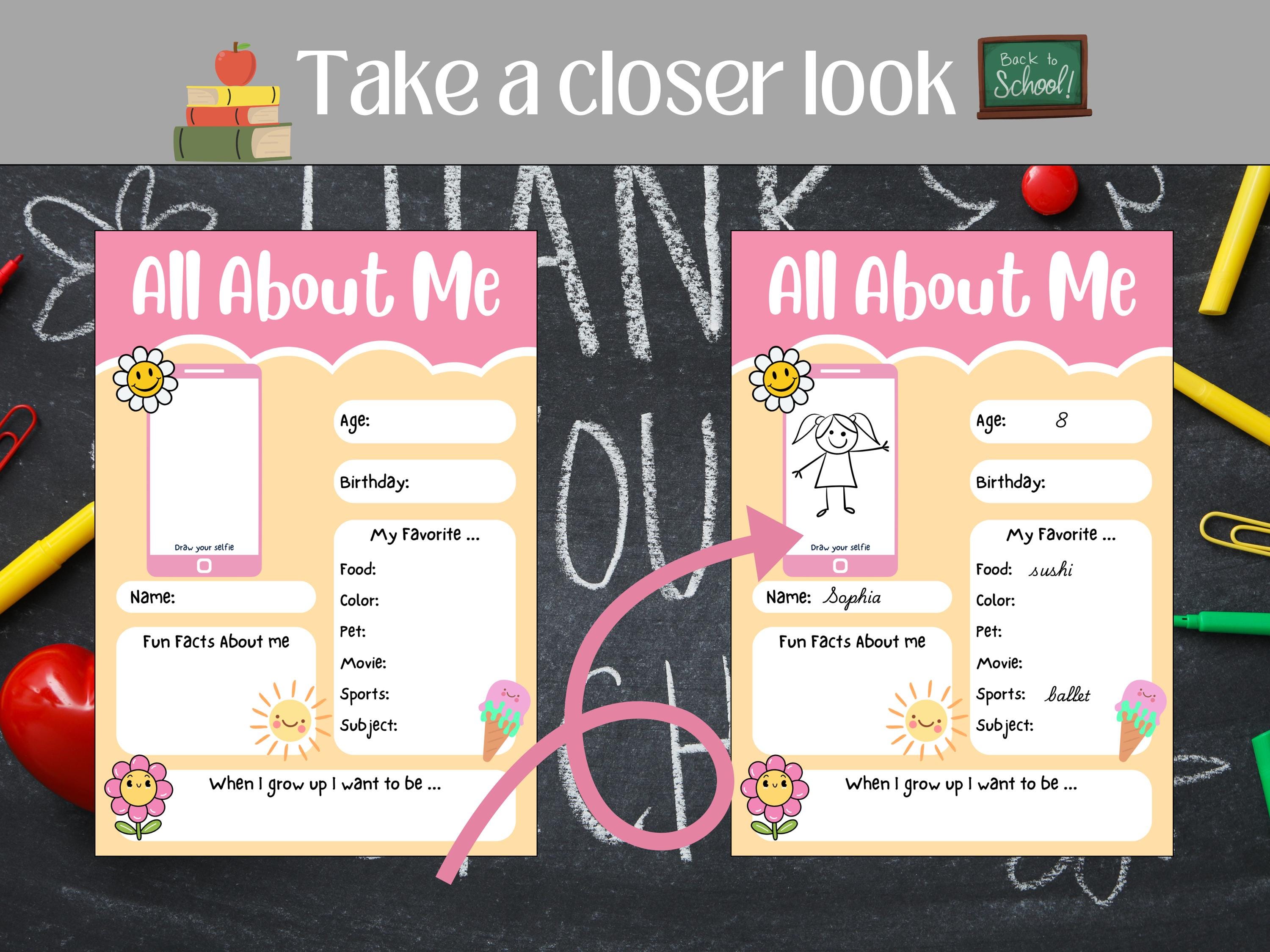 Printable All About Me Phone Template for Boys & Girls, First Day of ...