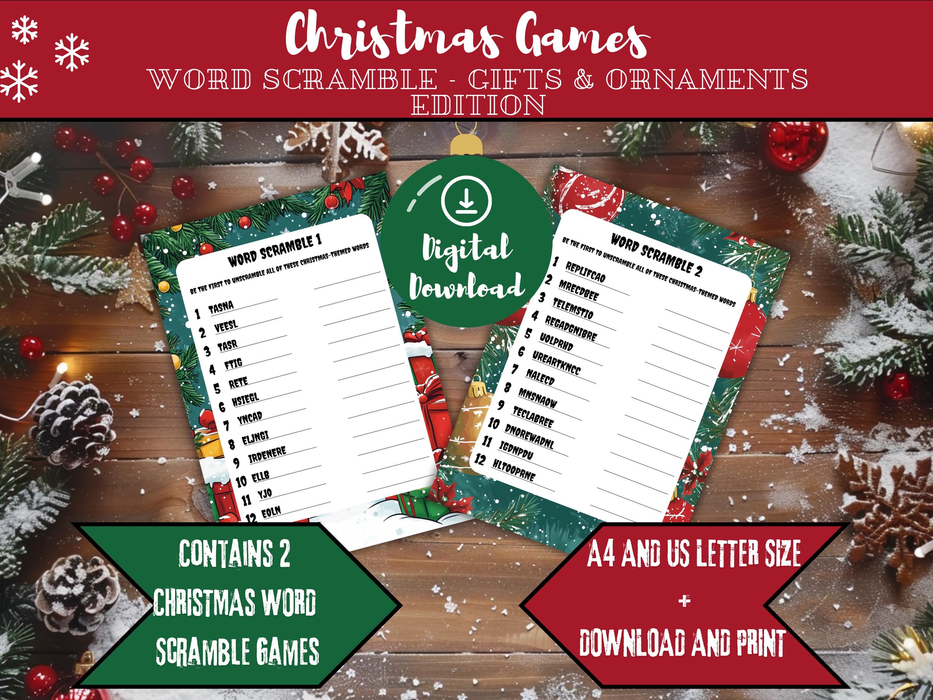 Christmas Word Scramble Game: Gifts & Ornaments (printable PDF) - Etsy