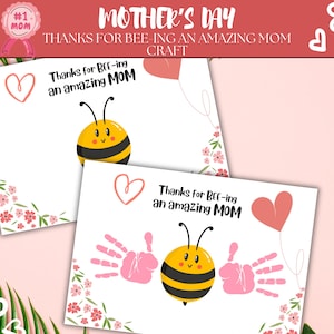 Printable Mother's Day Handprint Craft for Kids, Thanks for Bee-ing an ...