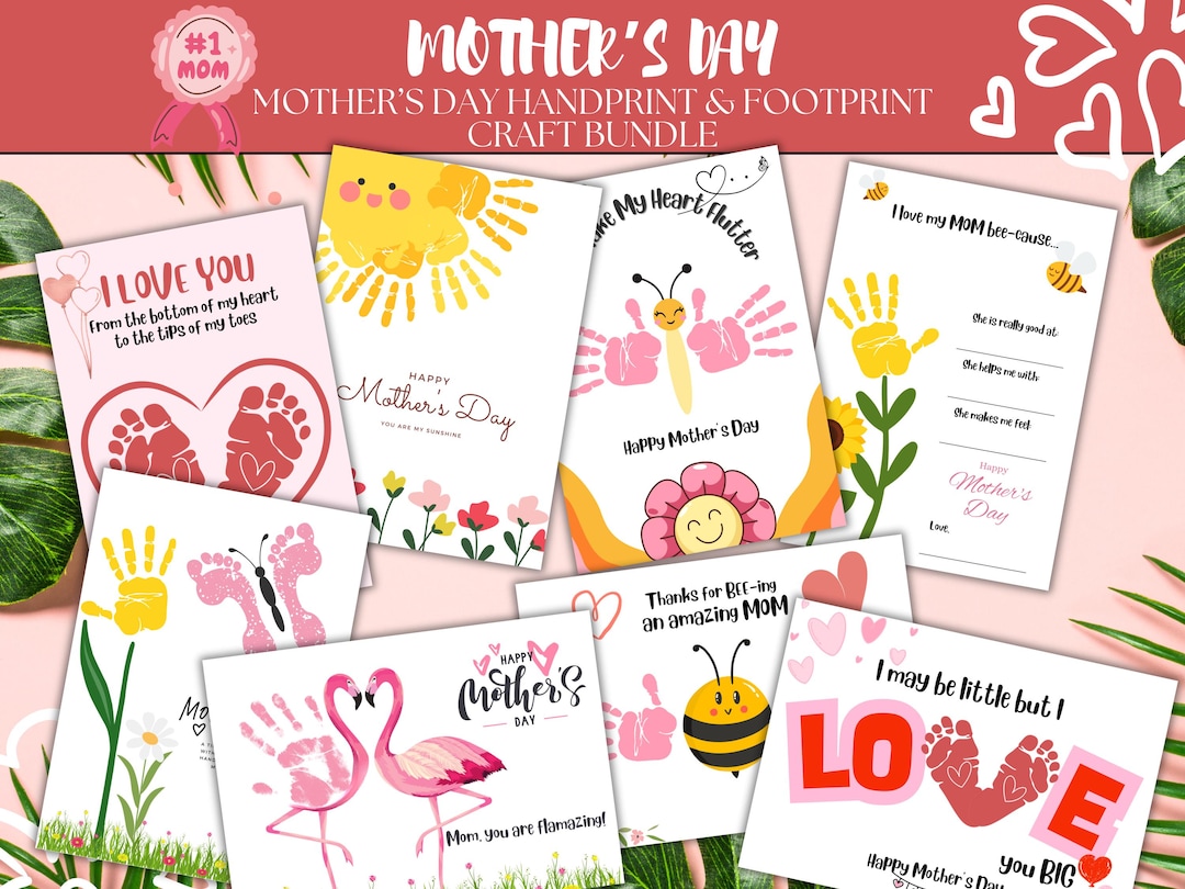 Mother's Day Handprint and Footprint Bundle, Handprint Craft, Printable ...
