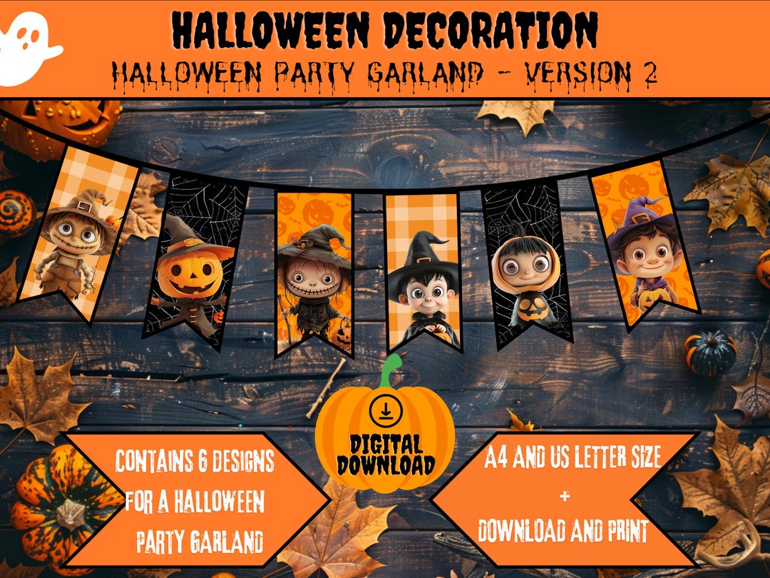 DIY Halloween Garland Printable | Printable Halloween Decor | Halloween ...