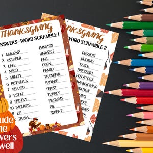 Thanksgiving Word Scramble, Feast & Harvest Word Game, Printable ...