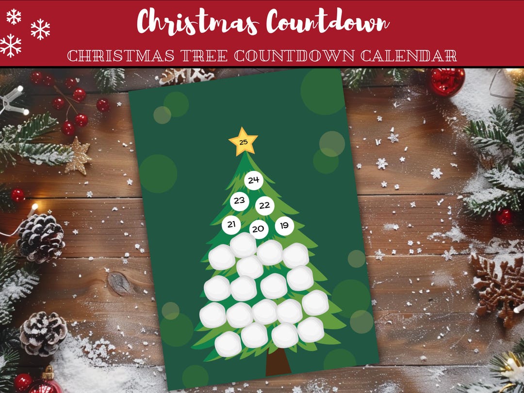 Christmas Tree Countdown Calendar – Printable Advent Calendar for Kids ...