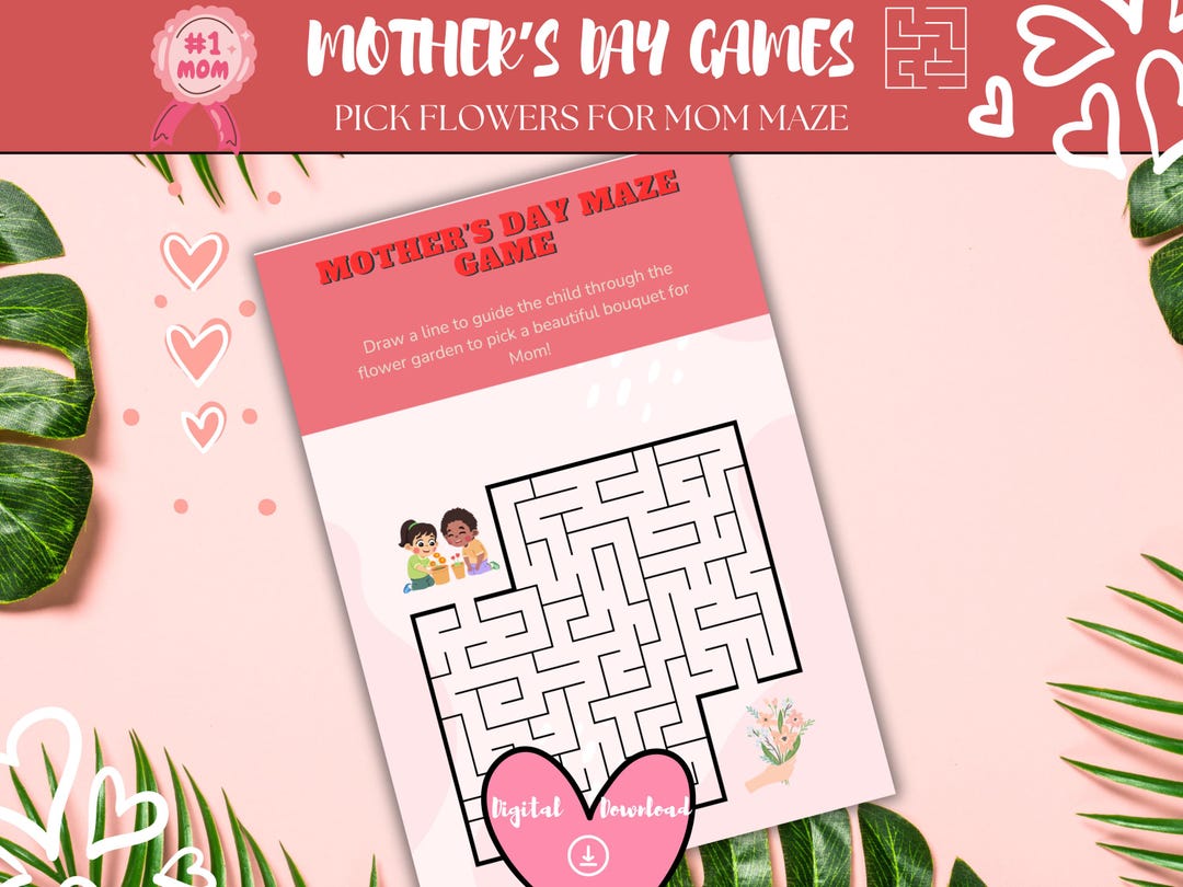 Mother’s Day Printable Maze for Kids, Flower Picking Maze Game ...