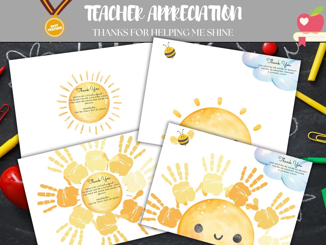 Teacher Appreciation Handprint Craft, You Help Me Shine, End of Year ...
