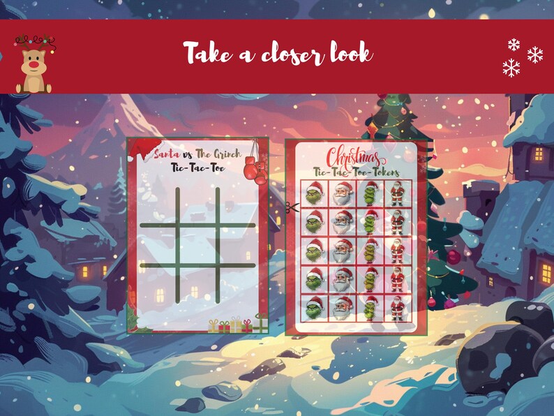 Tic-tac-toe Christmas Game | Digital Download | Christmas Tic-tac-toe ...
