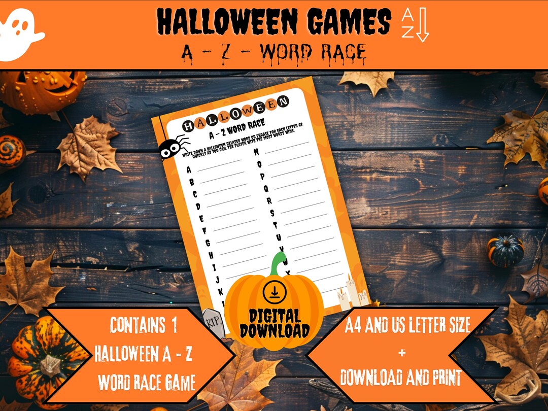 A-Z Word Race Halloween Party Game | Fun Family & Kids Activity ...