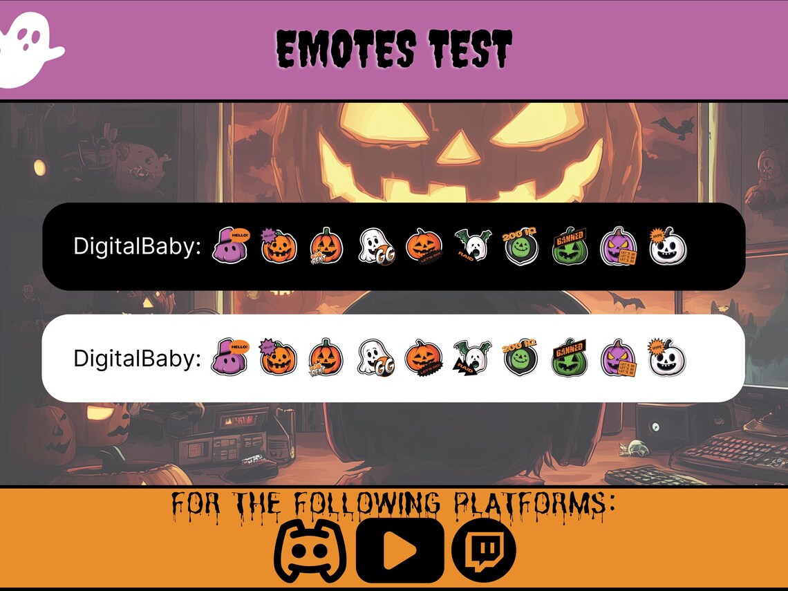 Spooky Halloween Emotes Pack for Twitch, Discord & Youtube | Cute and ...