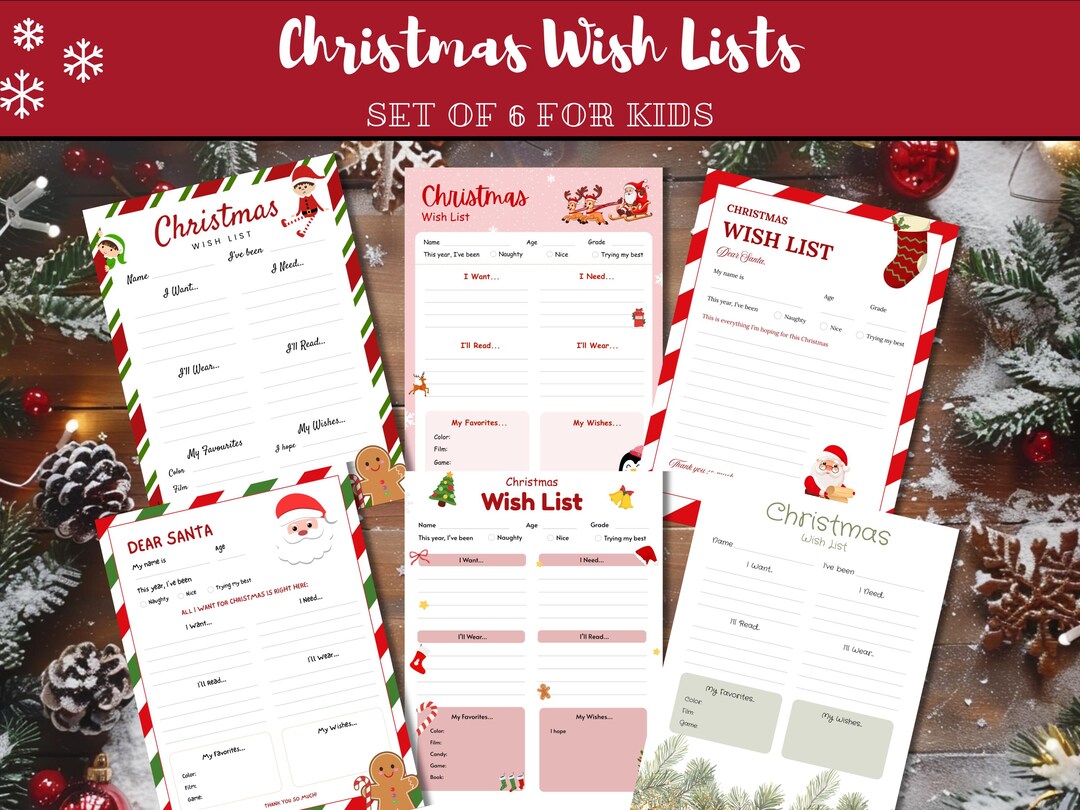 Kids Christmas Wish List: Dear Santa Letter Set (digital Download) - Etsy