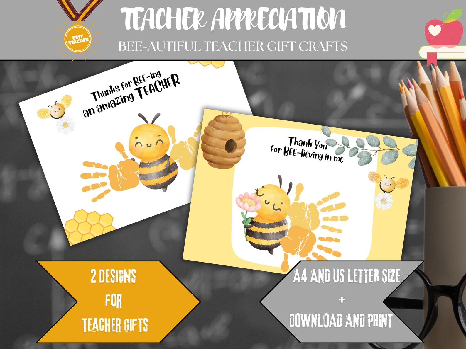 Bee Classroom Gift, Bee Gift for Class, Bee Handprint Craft, Bee ...