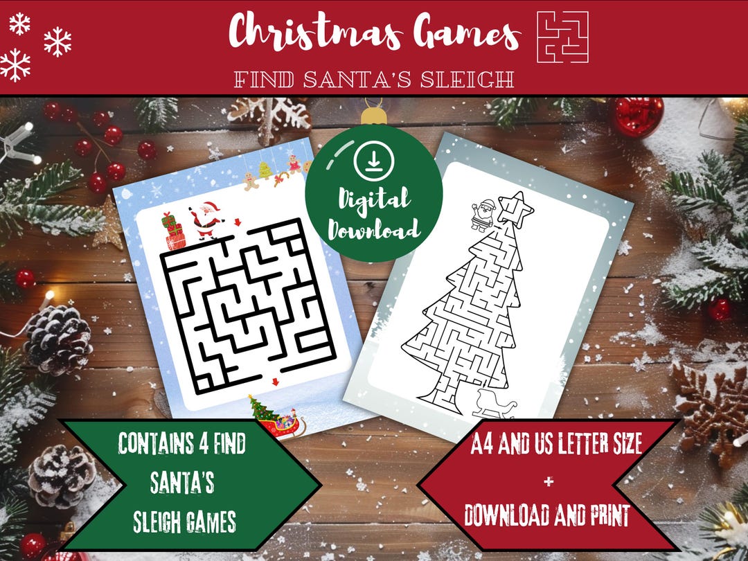 Christmas Maze - Find Santa's Sleigh | Fun Kids Activity | Printable ...