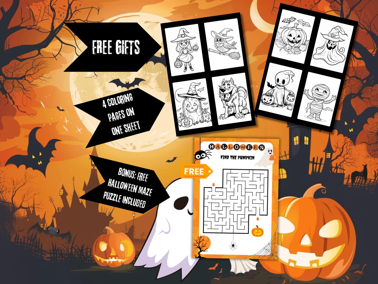Halloween Coloring Pages for Kids: Spooky Printable Crafts (digital ...
