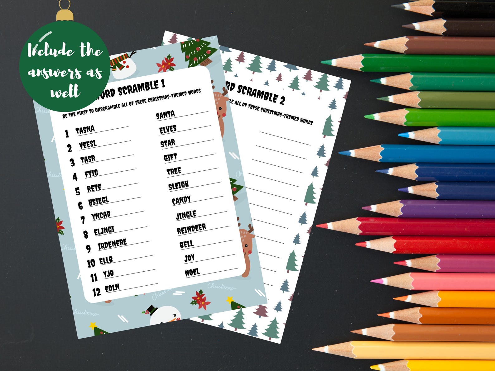 Christmas Word Scramble Game: Family Holiday Activity (printable PDF ...