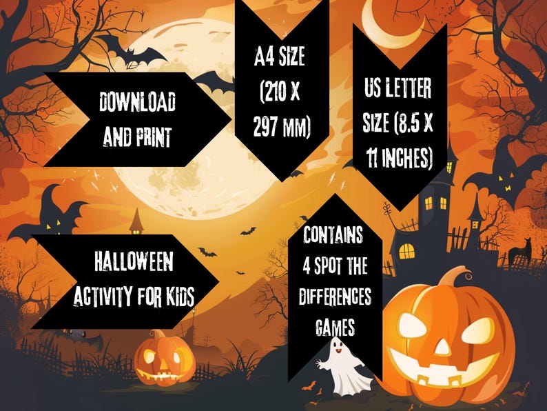 Halloween 'spot the Difference' Puzzles | Digital Download | Fun and ...