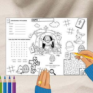 Bible Easter Activity Placemat – Printable Christian Game, Word Search ...