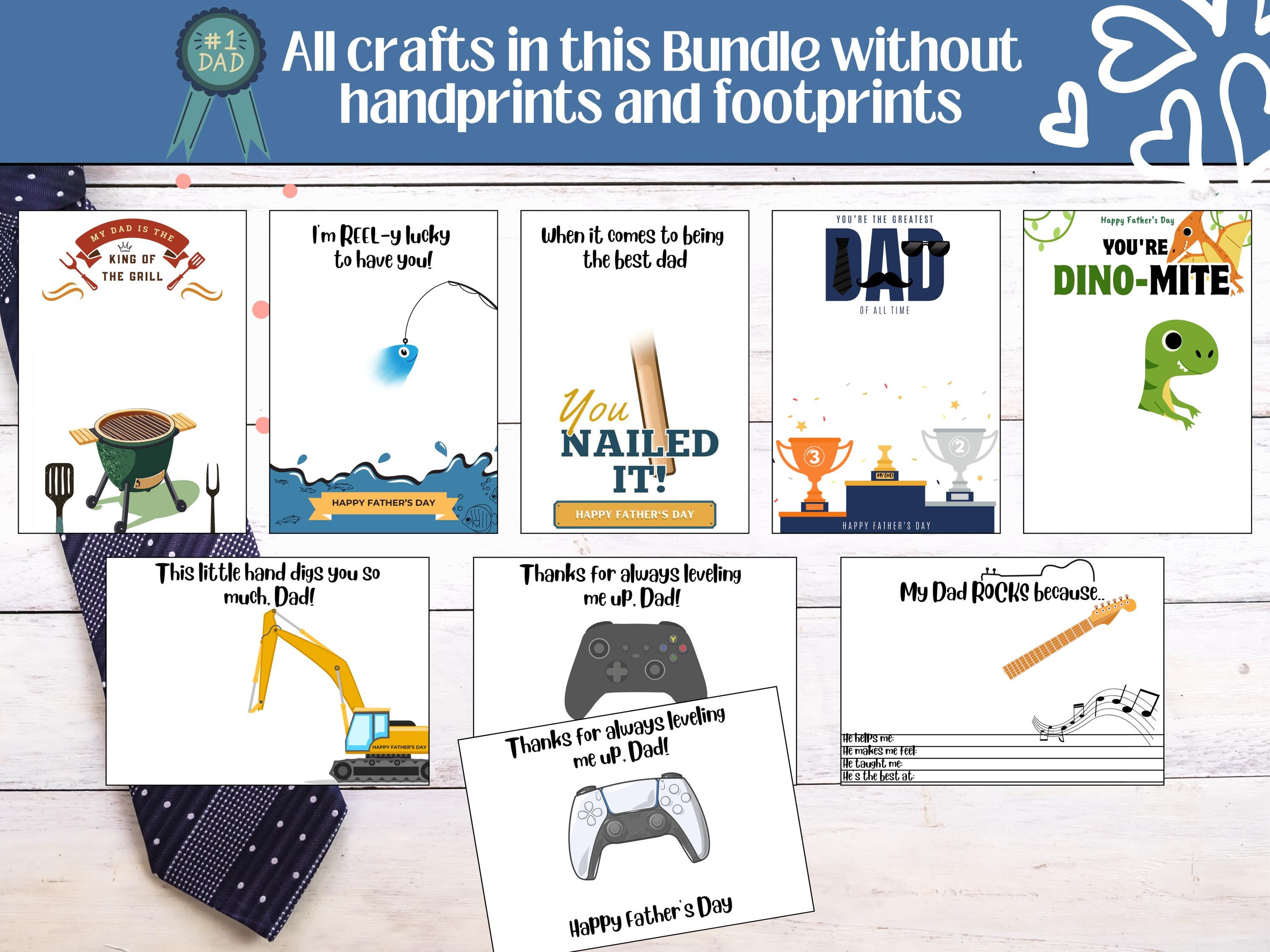 Father's Day Handprint and Footprint Craft Bundle: DIY Cards for Dad ...