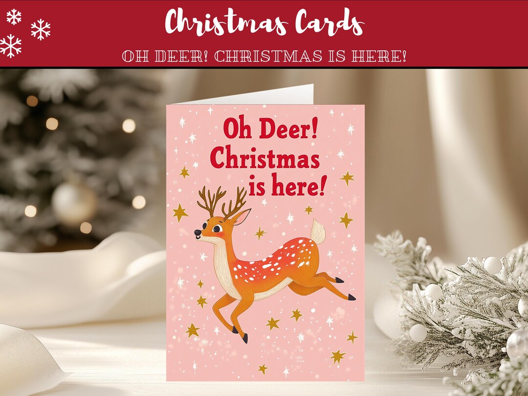 Deer Christmas Card – Funny Oh Deer! Holiday Greeting (digital Download ...