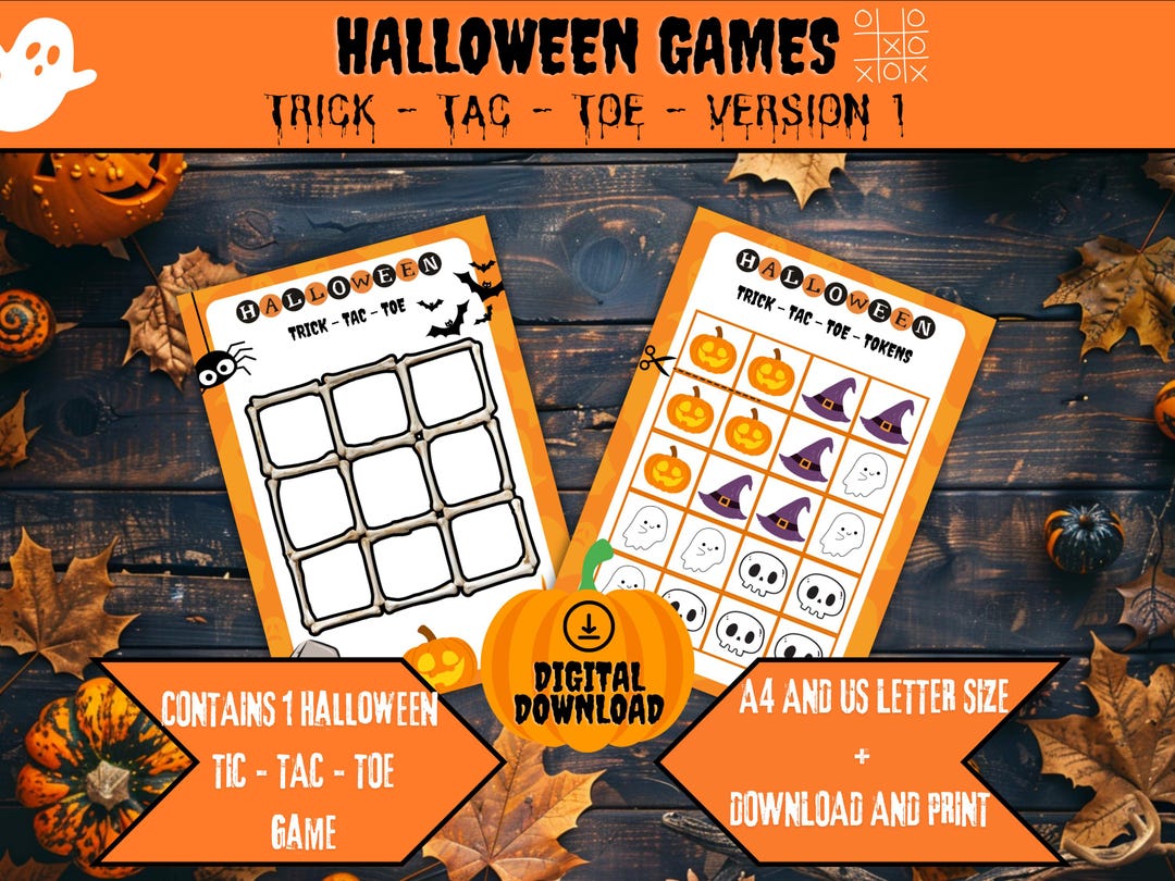 Trick-tac-toe Halloween Game | Digital Download | Spooky Tic-tac-toe ...