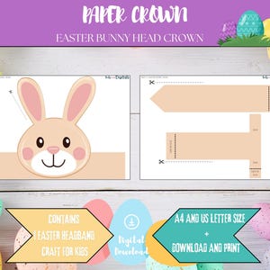 Printable Easter Bunny Paper Crown for Kids – Full-color Paper Hat for ...
