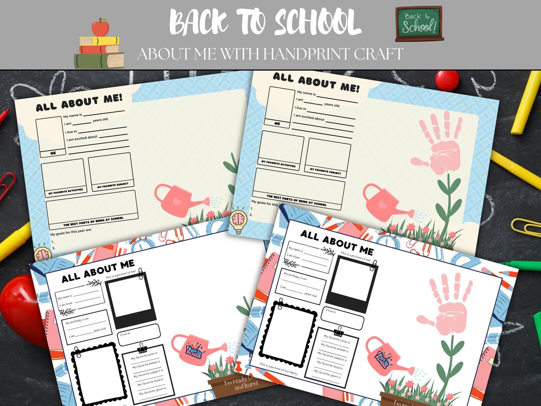 All About Me Handprint Craft Printable, Back to School Keepsake ...