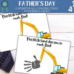 Father's Day Handprint Art: Construction Truck Gift (DIY Printable) - Etsy