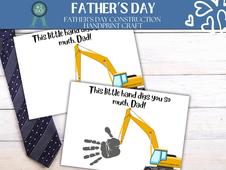 Father's Day Handprint Art: Construction Truck Gift (DIY Printable) - Etsy