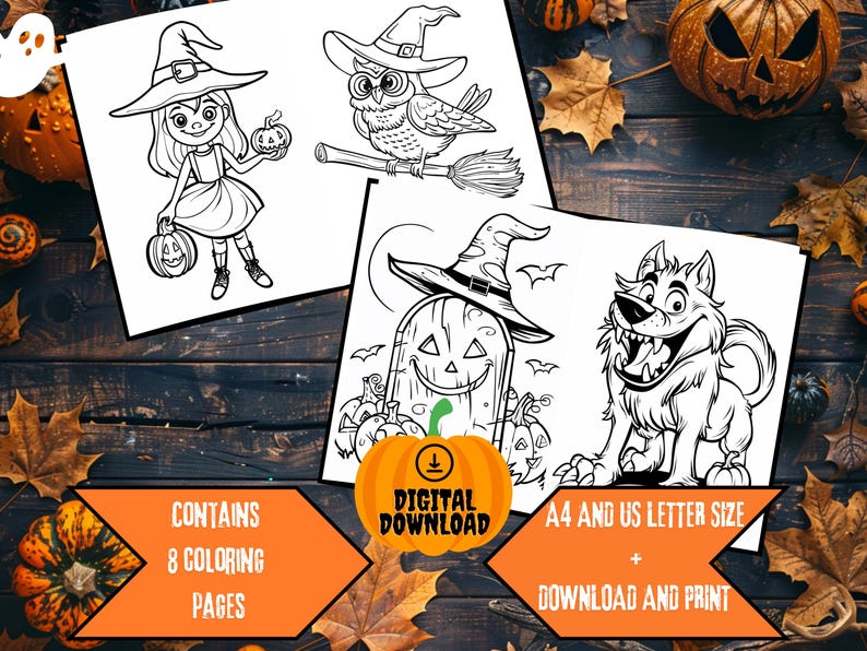Halloween Coloring Pages for Kids: Spooky Printable Crafts (digital ...
