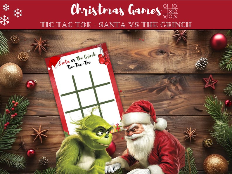 Tic-tac-toe Christmas Game | Digital Download | Christmas Tic-tac-toe ...