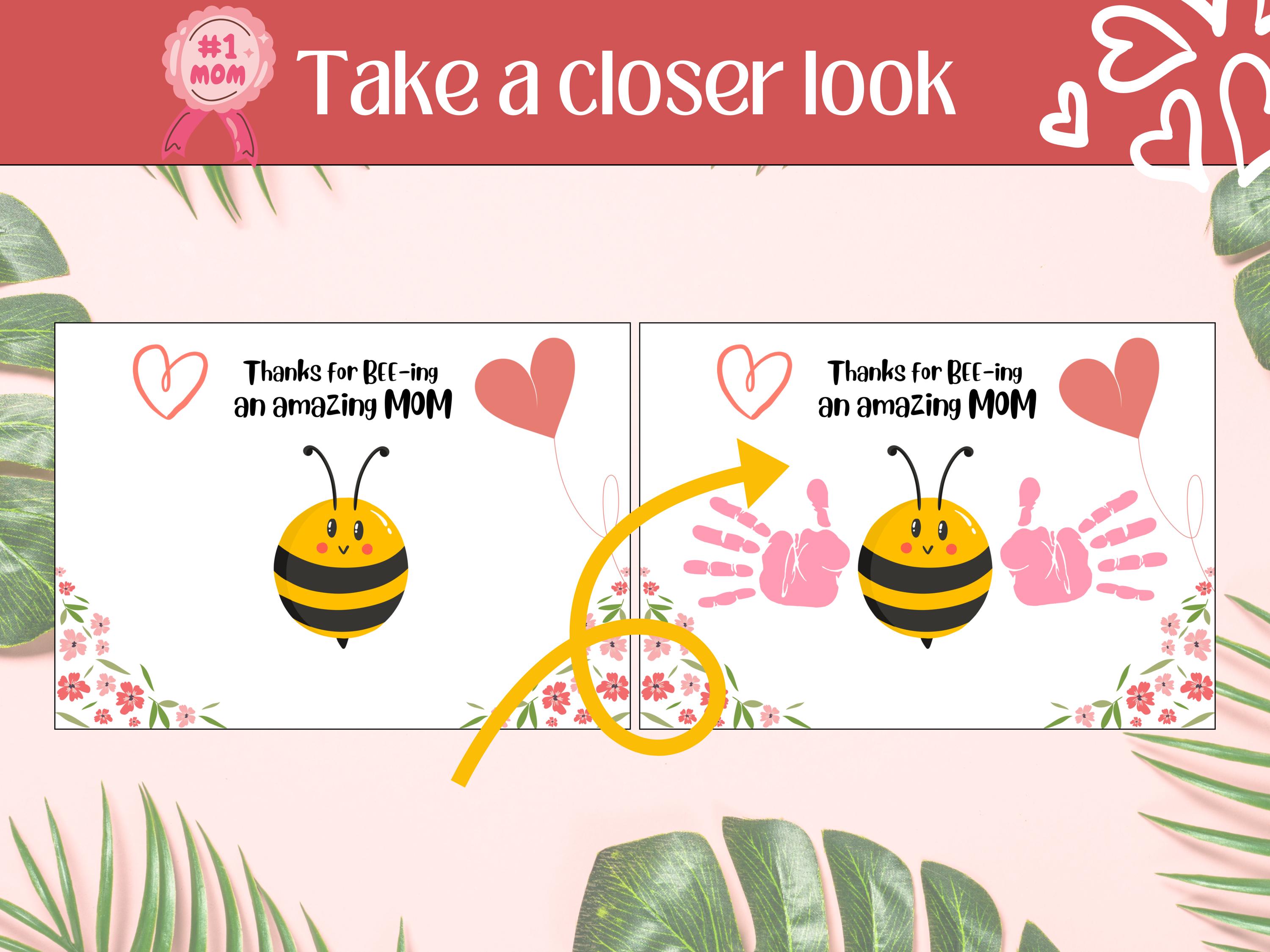 Printable Mother's Day Handprint Craft for Kids, Thanks for Bee-ing an ...