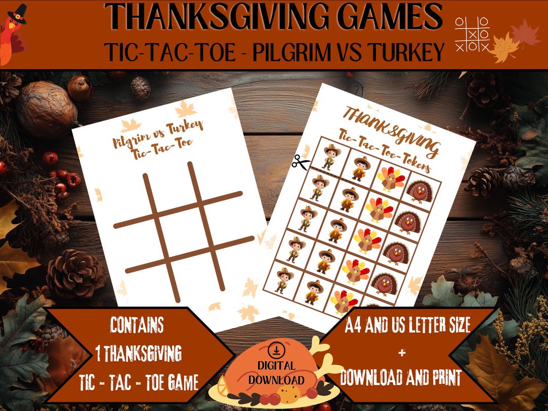 Tic-tac-toe Pilgrim Vs Turkey Digital Download Thanksgiving Tic-tac-toe ...
