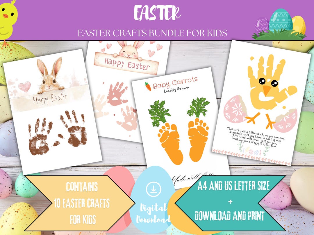 Easter Handprint Footprint Art Craft Bundle – Fun DIY Kids Craft, Baby ...