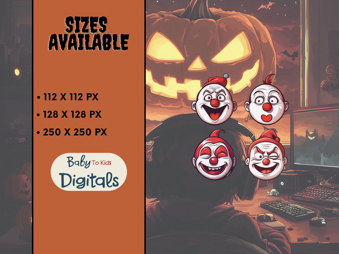 Clown Emotes Pack for Twitch, Discord and Youtube | Spooky & Fun ...