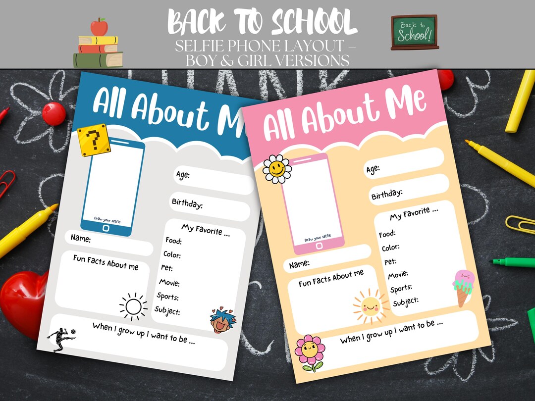 Printable All About Me Phone Template for Boys & Girls, First Day of ...