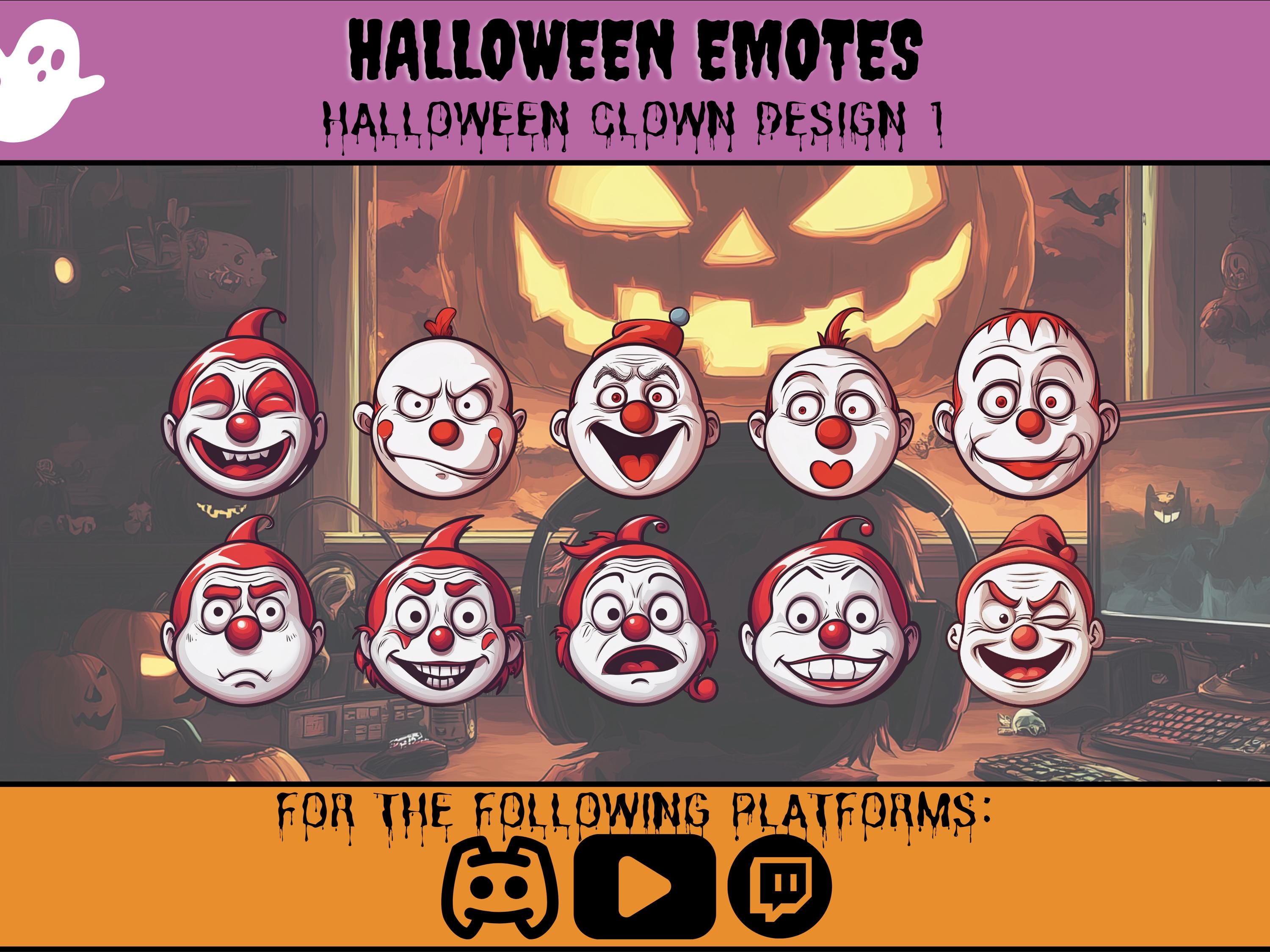 Clown Emotes Pack for Twitch, Discord and Youtube | Spooky & Fun ...