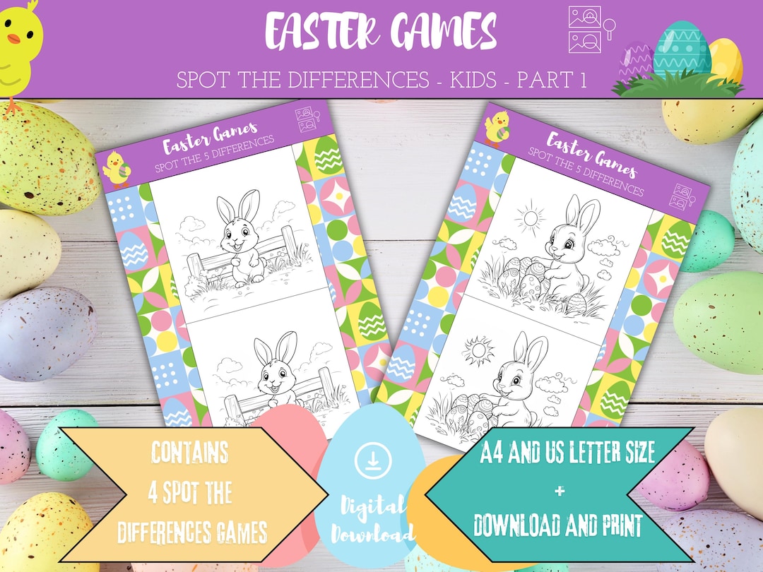Easter Spot the Difference Game – Printable Kids Activity, Fun Holiday ...