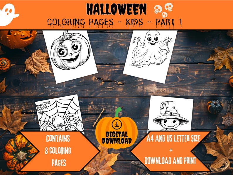Halloween Coloring Pages for Kids | Digital Download | Fun & Spooky ...