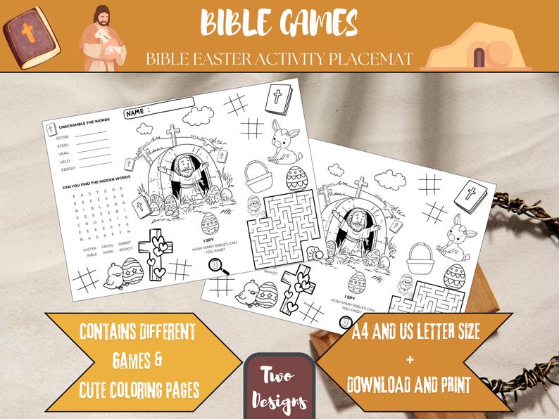 Bible Easter Activity Placemat – Printable Christian Game, Word Search ...