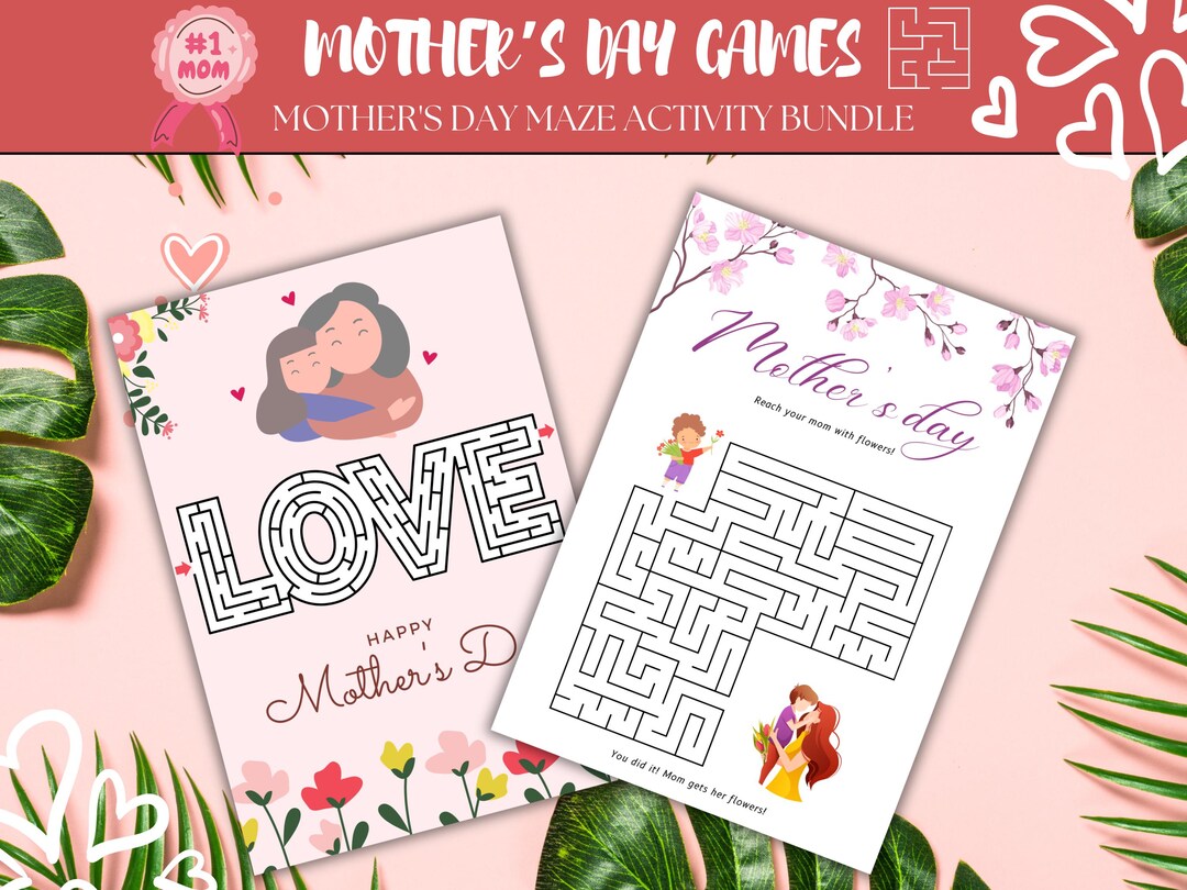 Mother’s Day Games for Kids Printable, Maze Bundle for Toddlers ...