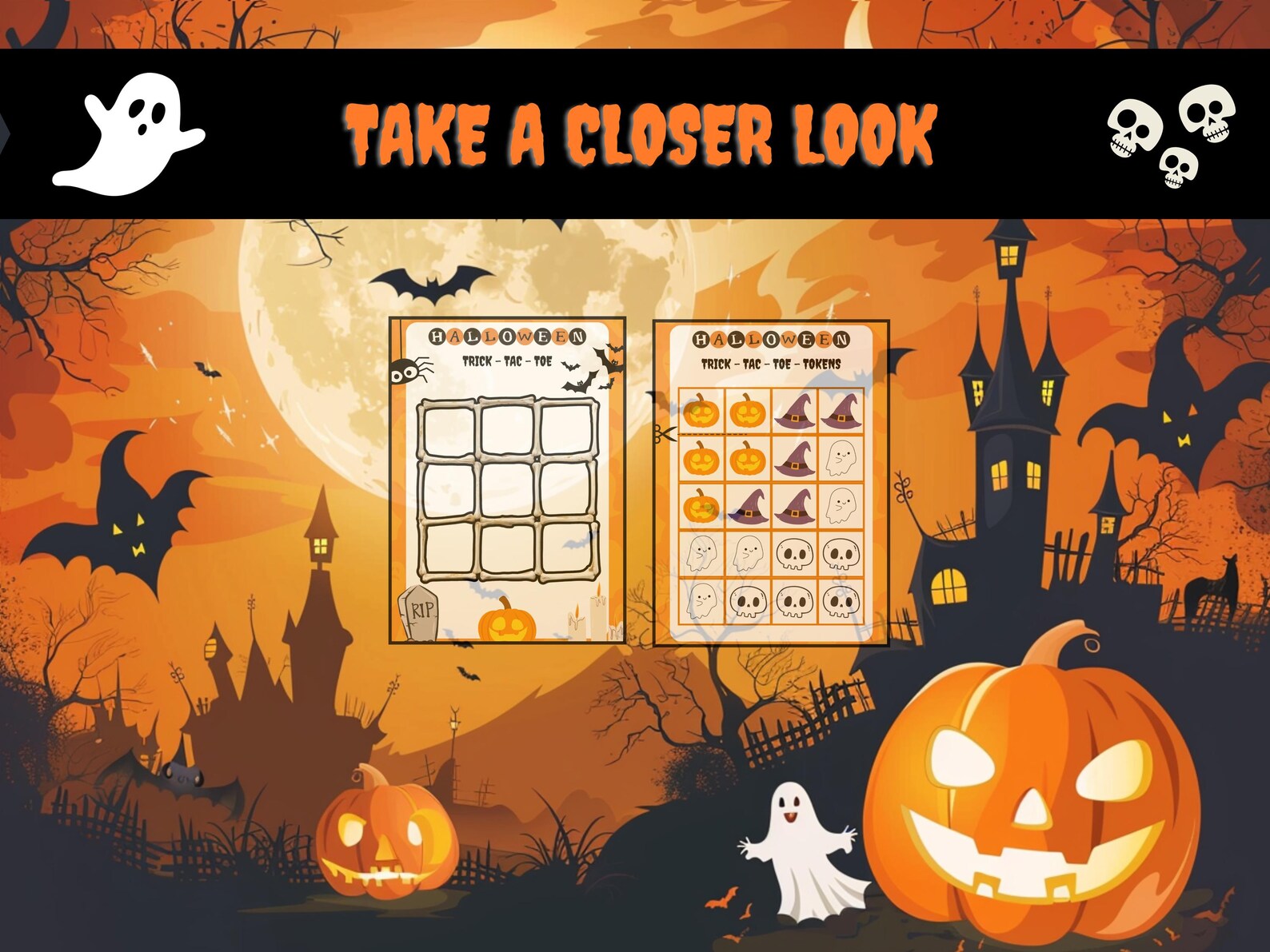 Trick-tac-toe Halloween Game | Digital Download | Spooky Tic-tac-toe ...