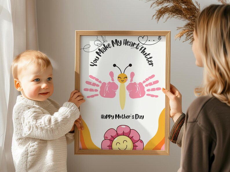 Mother's Day Handprint Craft, You Make My Heart Flutter Printable ...