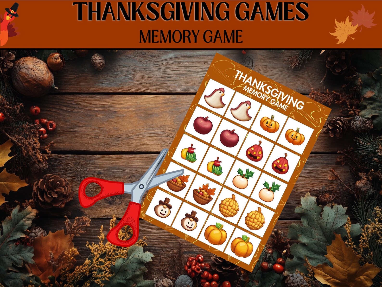 Thanksgiving Memory Game: Printable Holiday Matching Cards (digital ...