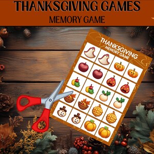Thanksgiving Memory Game, Printable Holiday Activity, Fun Family Game ...