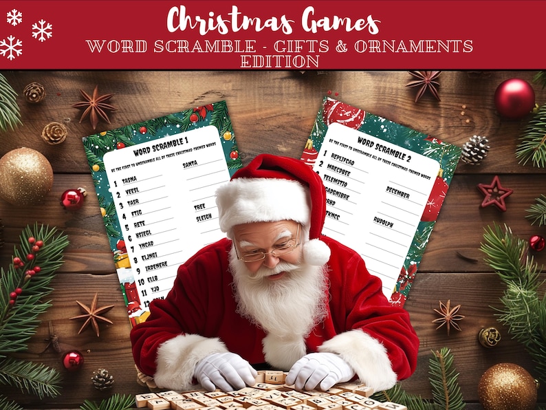 Christmas Word Scramble Game: Gifts & Ornaments (printable PDF) - Etsy